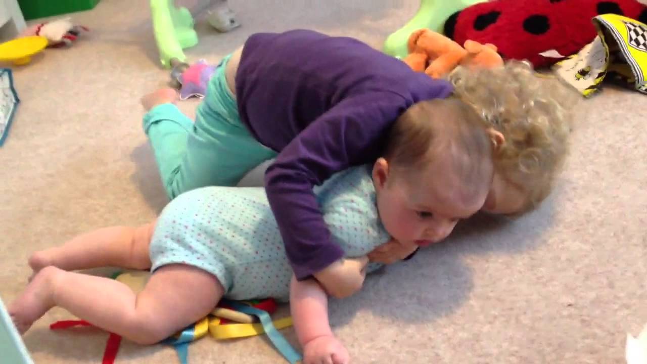 Emily teaching Beth to crawl - YouTube