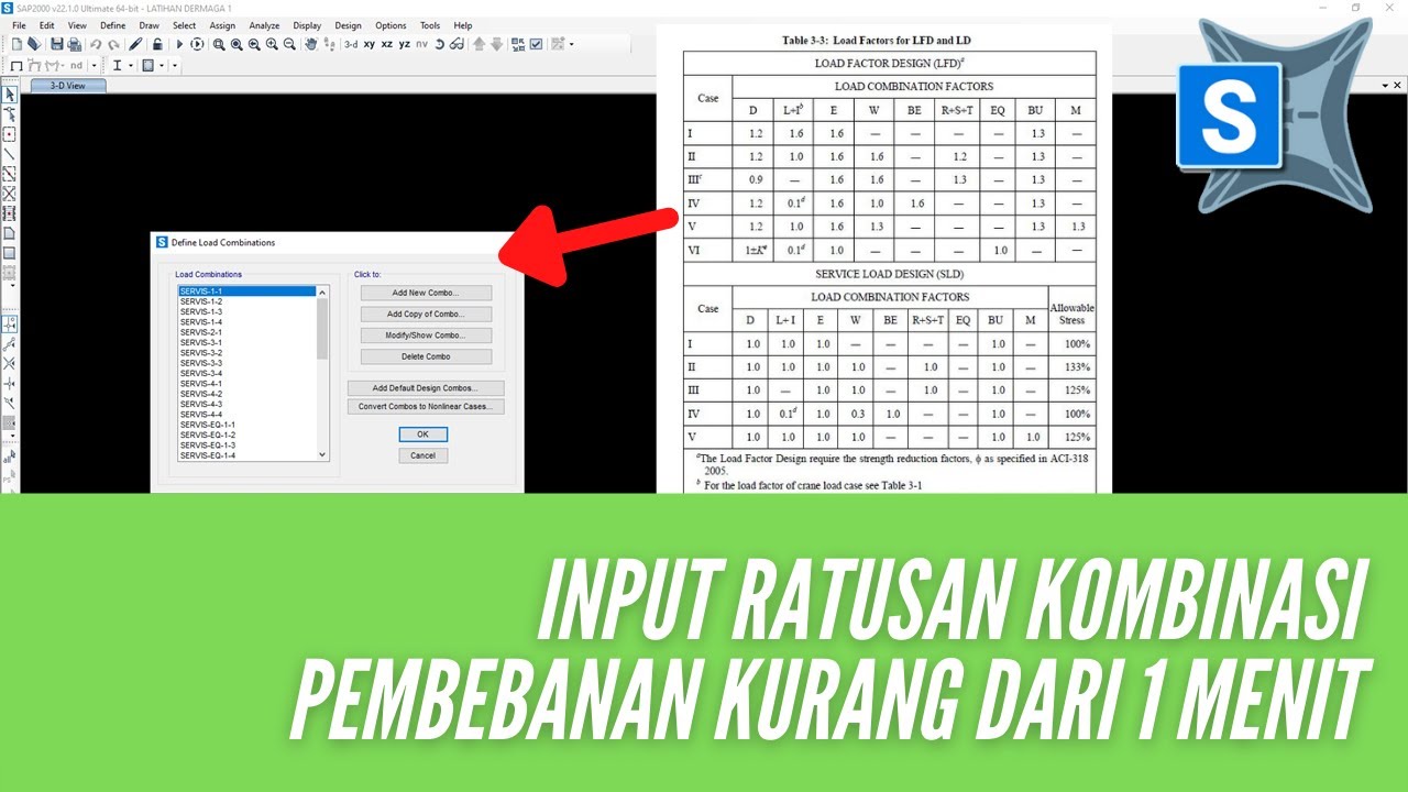 Tutorial Input Ratusan Kombinasi Pembebanan di SAP2000 - YouTube