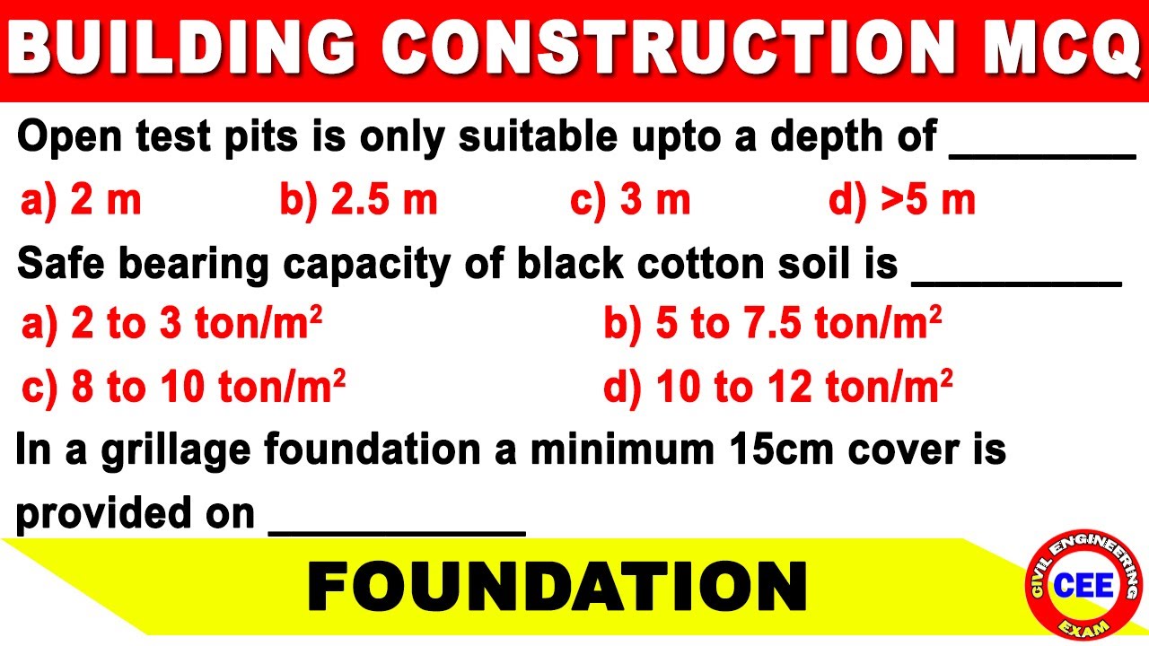 Building construction mcq | Foundation mcq | foundation engineering mcq | construction ...