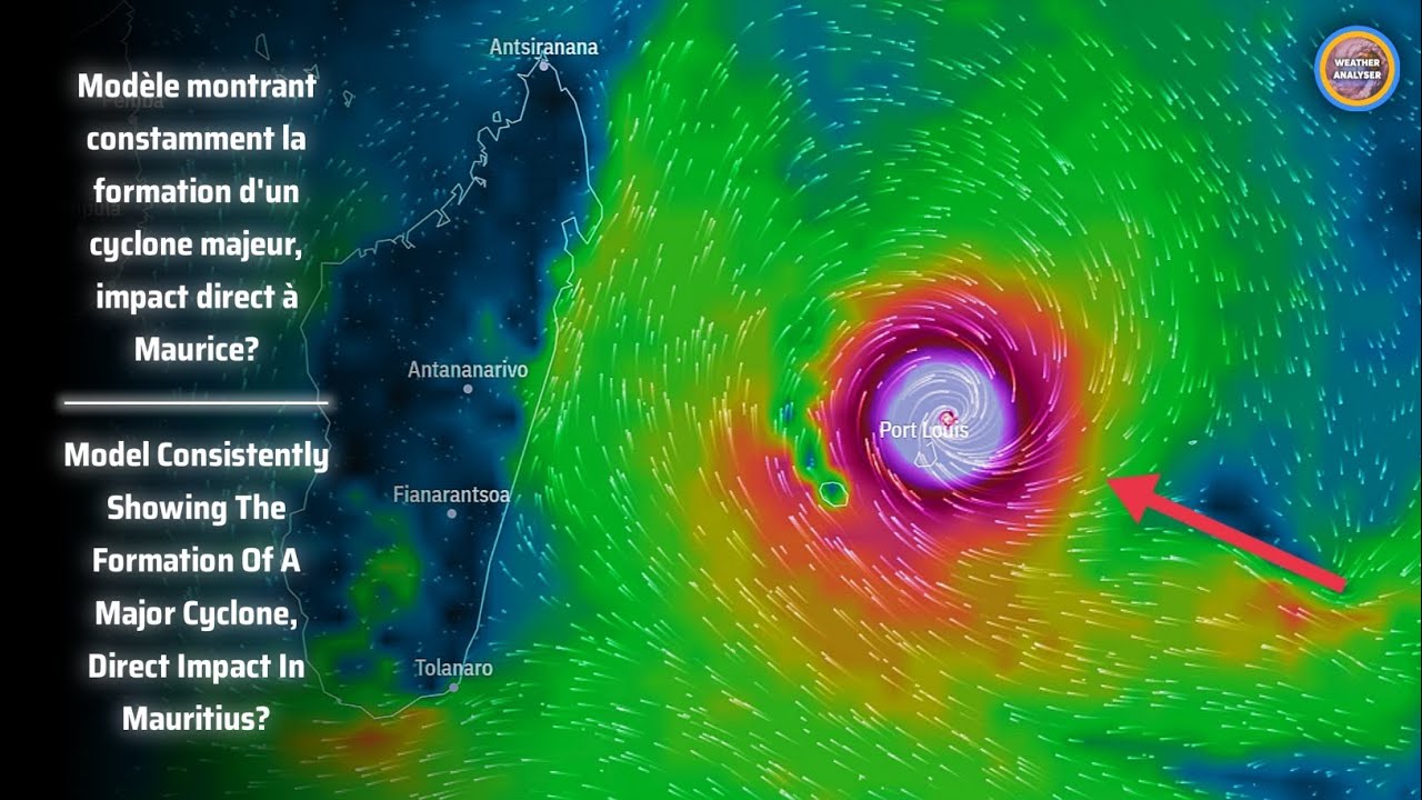 Modèle montrant constamment la formation d'un cyclone majeur, impact ...
