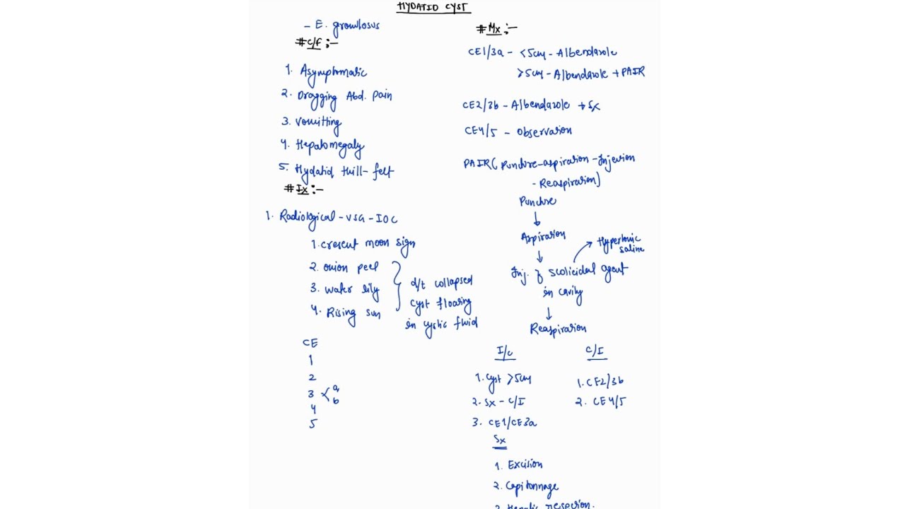 HYDATID CYST NOTES |ONE PAGE NOTES | LIVER | SURGERY | 4TH PROFF | MBBS ...