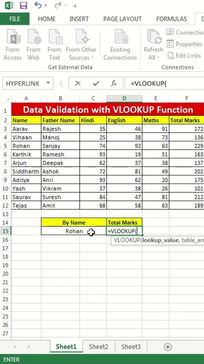 Data Validation with VLOOKUP Function #excel #viralvideo #exceltutorial #ytshorts #learnexcel # ...