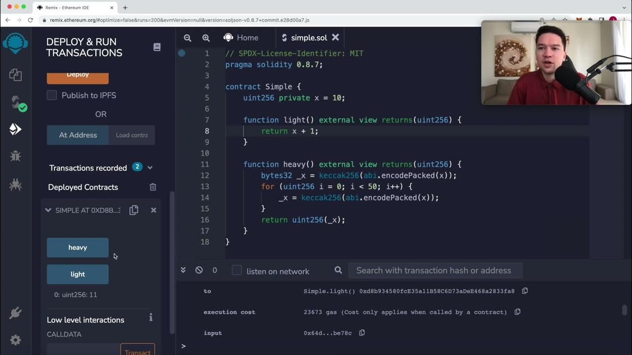 Gas cost of Light and Heavy Functions. Advanced Solidity: Understanding and Optimizing Gas Costs ...