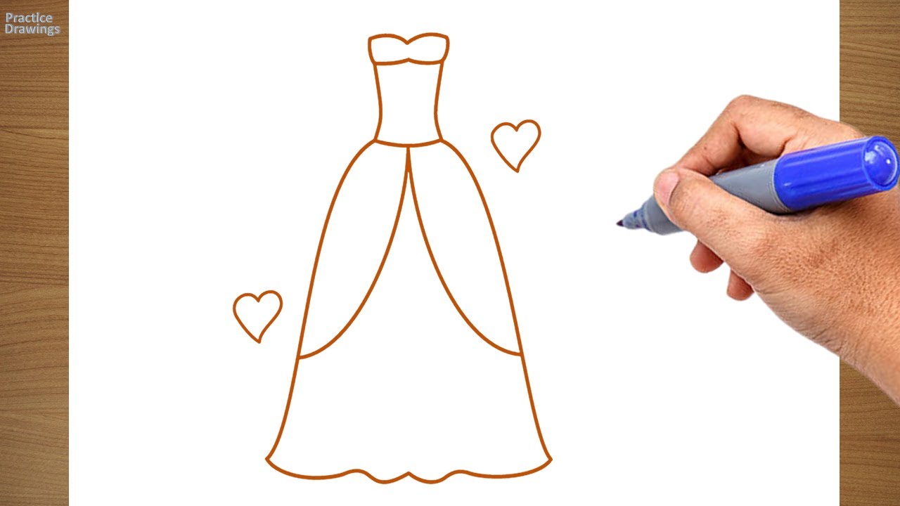 How To Draw A Beautiful Party Dress │ Drawing Hub #PracticeDrawings ...