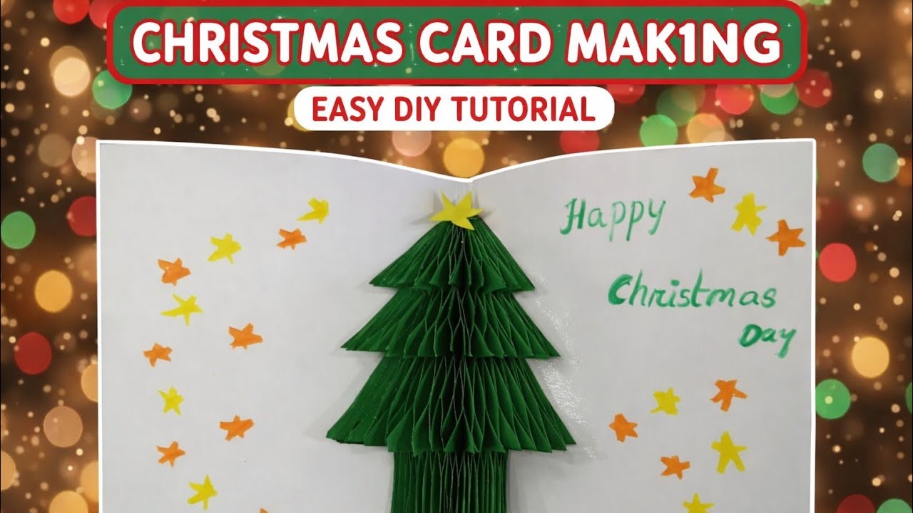 Christmas Card Making | Easy DIY Tutorial |Christmas Tree Making 🌲 ...
