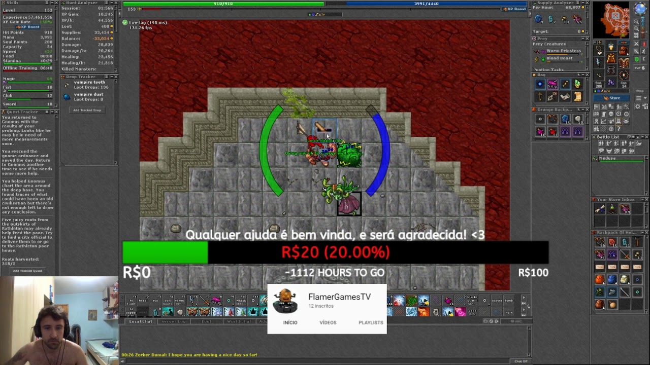 Tibia #205- QUEST Banuta Last Mission (SOLOOO) --- Correndo num LOW ...