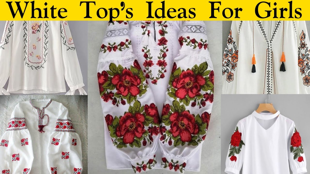 Latest Embroidered White Top's Designs For Girls || White Top's For ...