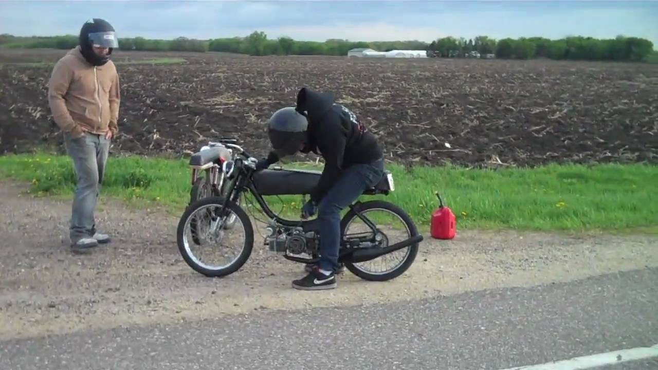 Puch Top Tank moped top speed run w/ Polini 64cc - YouTube