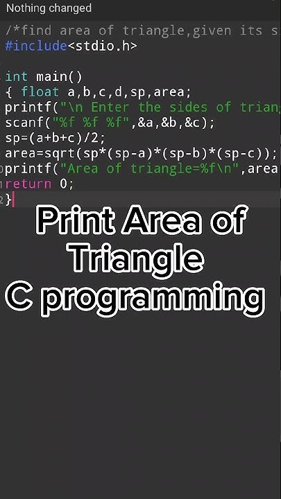 How to find area of triangle, sides are given| #coding #programming - YouTube