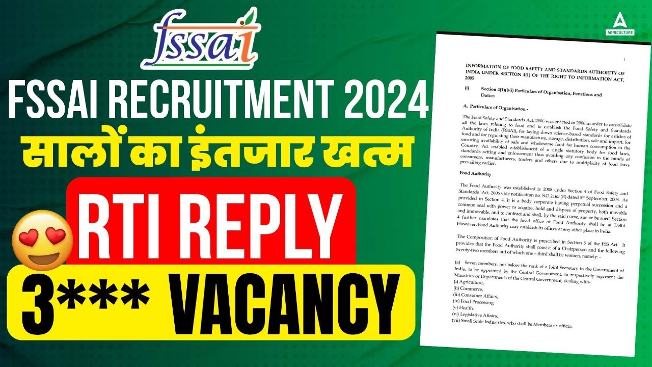 FSSAI RECRUITMENT 2024 | RTI REPLY | FSSAI CFSO/TO 2024 | COMPLETE ...