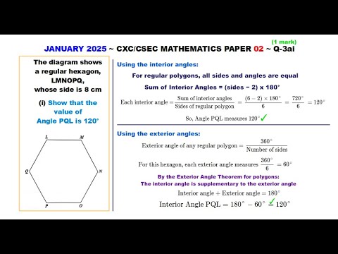 (January 2025) Angle Measure in Regular Hexagon ~ Q3ai ~ Paper2-CSEC ...