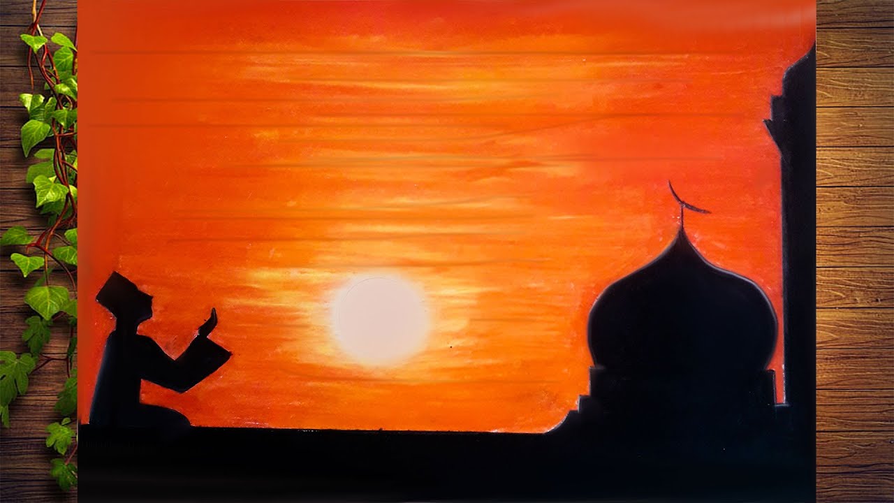 HOW TO DRAW A NICE MOSQUE PICTURE EASILY?//Art by Medha\\Medha drawing ...