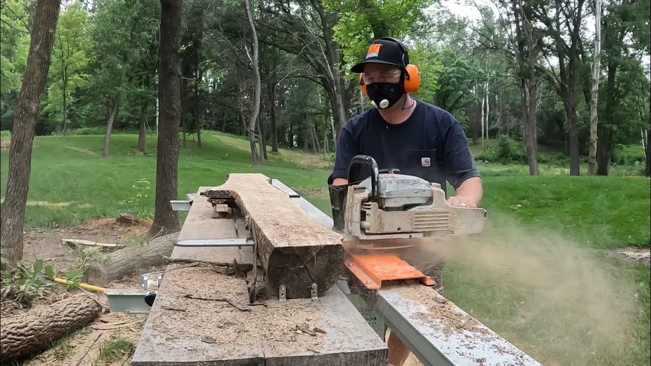 Sliced Right Through this Spalted Maple Log with my Chainsaw! - YouTube