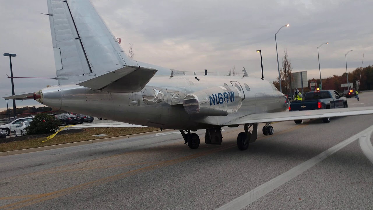 Chevy Towing an Experimental Sabreliner Airplane on the road near BWI ...