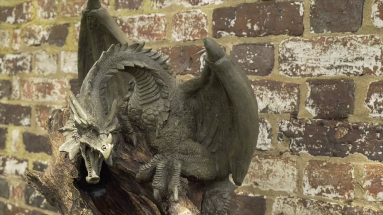 Misting Lighted Dragon Fountain - YouTube