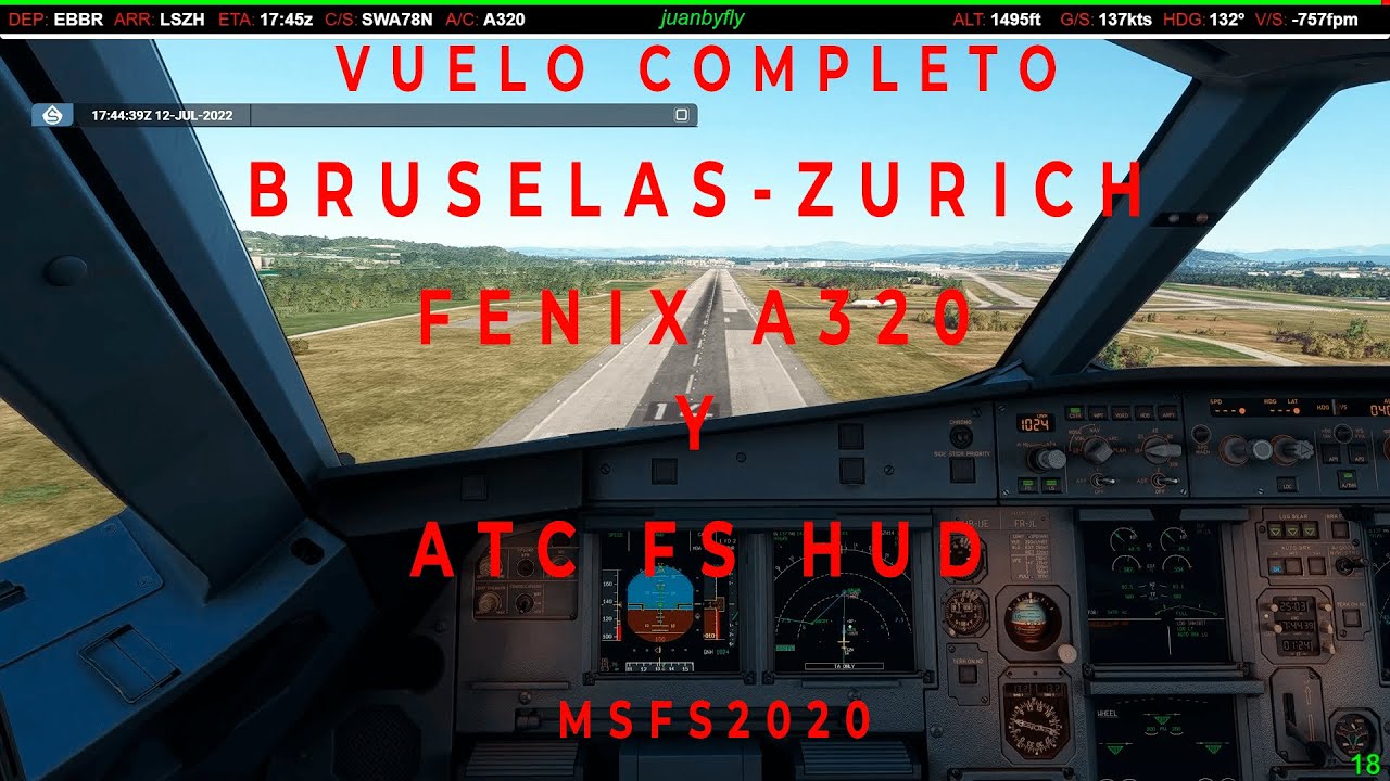 MSFS2020. Probamos ATC FS HUD en el FENIX A320. Vuelo completo Bruselas ...