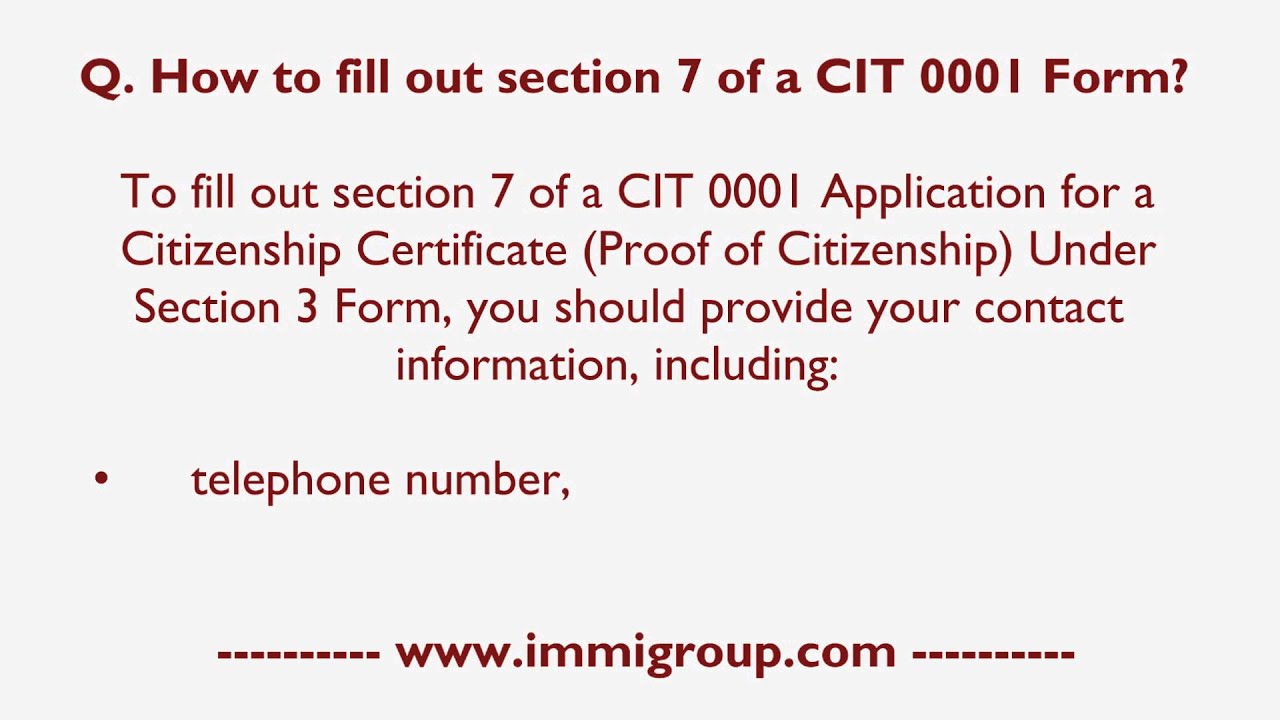 How to fill out section 7 of a CIT 0001 Form? - YouTube