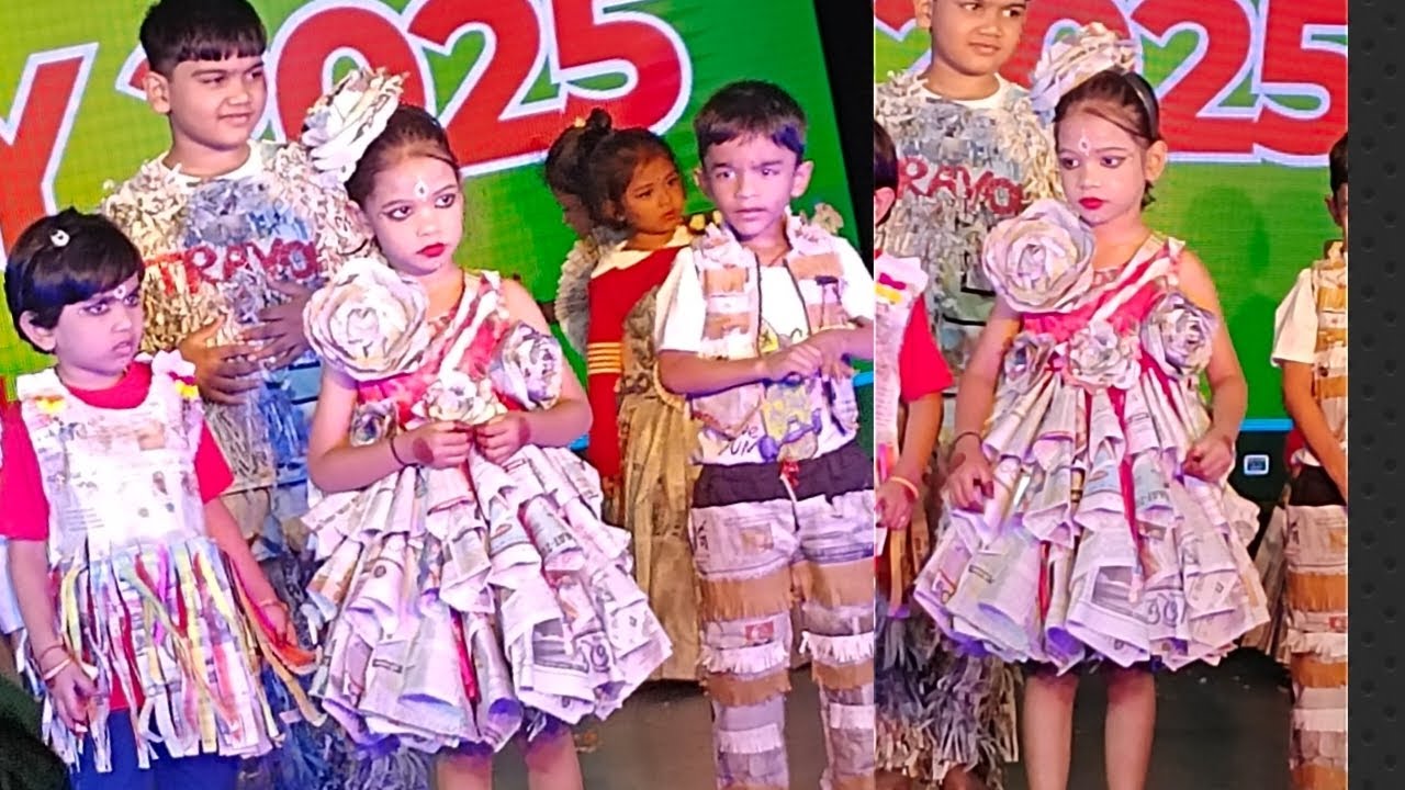 Ramp Walk with Newspaper Dress / Newspaper fancy dress Ramp Walk show ...