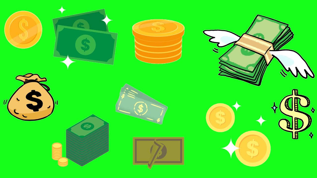 MONEY Green Screen 💲💲💲 Dolars and Coins ANIMATED OVERLAYS (Pack #1 ...