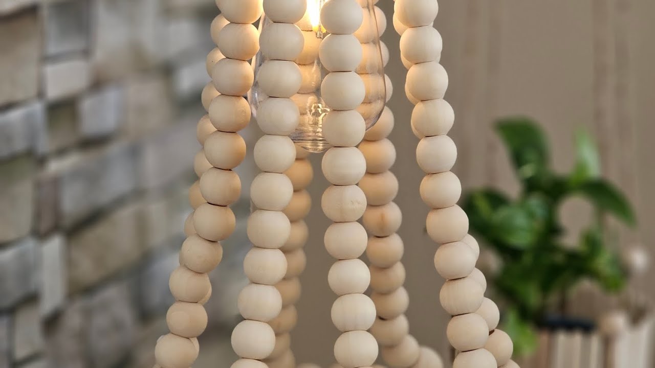 The easiest Diy /Wooden bead lamp shade you will ever make. - YouTube