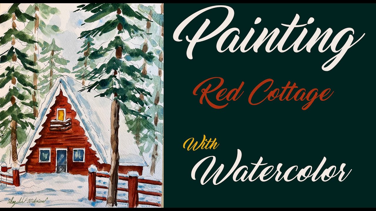 Painting Red Cottage with watercolor | Easy watercolor painting - YouTube