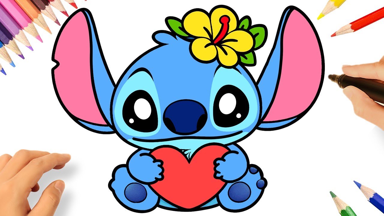 CÓMO DIBUJAR A STITCH KAWAII FACIL 💗 - YouTube
