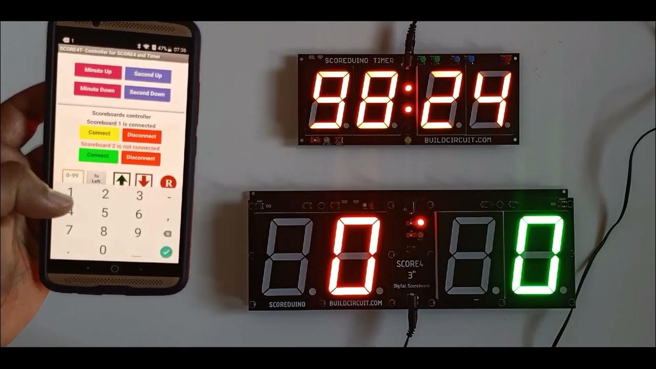 How to operate 3 inches SCORE4 digital Scoreboard and Digital Timer using Scoreduino App - YouTube