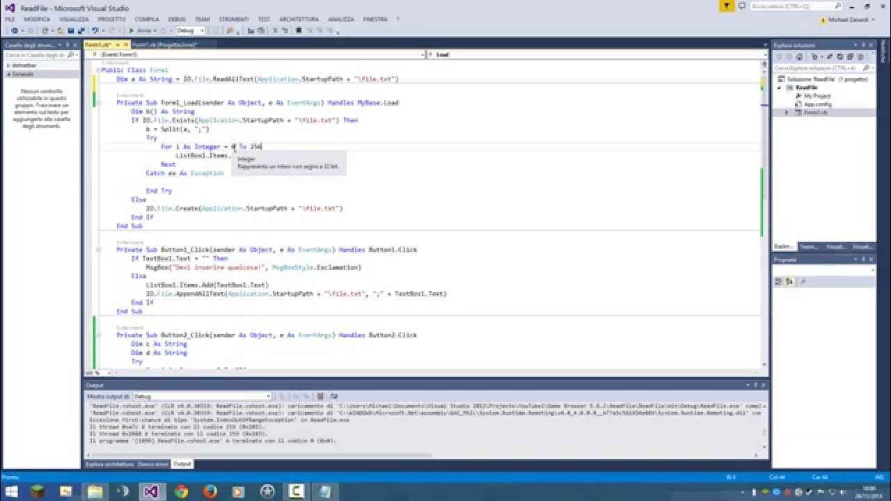 Programmazione Visual Basic | Leggere un file riga per riga, Parte 1 ...