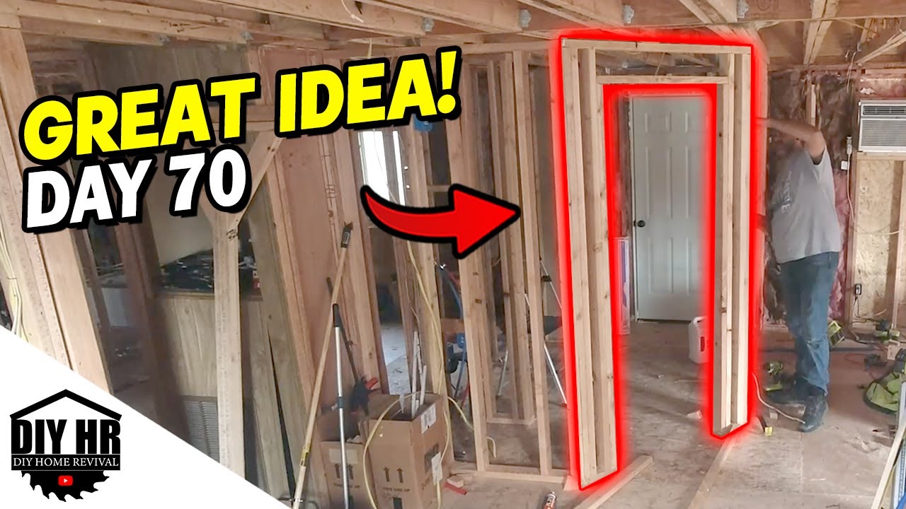 45 degree angle door: Day 70 DIY mobile home renovation journey - YouTube