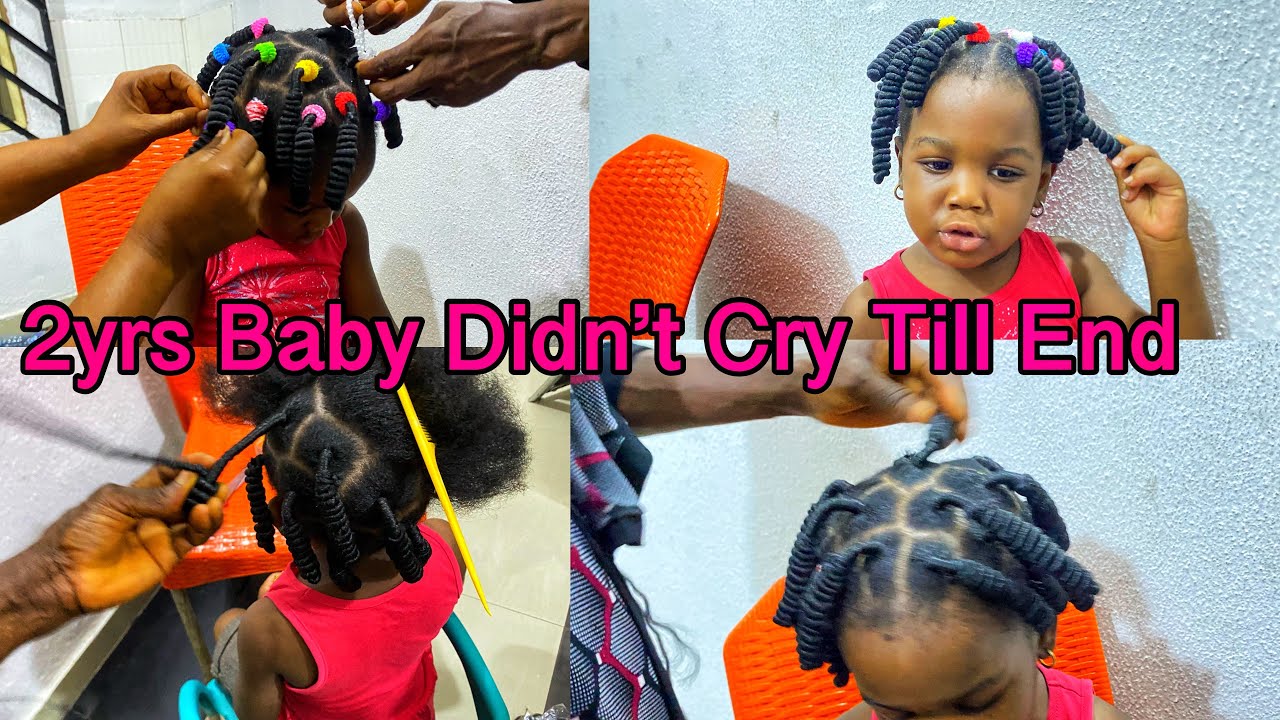 Threading Hair Style For Kids With Brazilian wool/ Baby Simple Hair ...