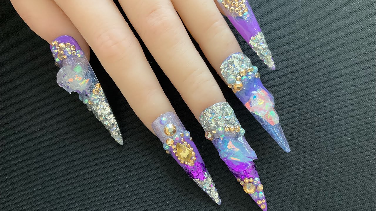 [ Nail art] Gemstone Cluster 3D Nails! - YouTube