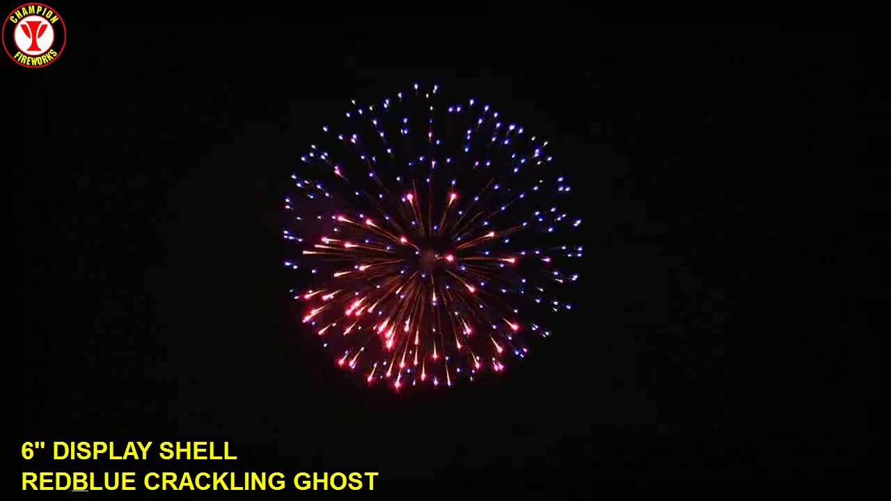 6 inch shell fireworks : RED&BLUE CRACKLING GHOST Best - YouTube