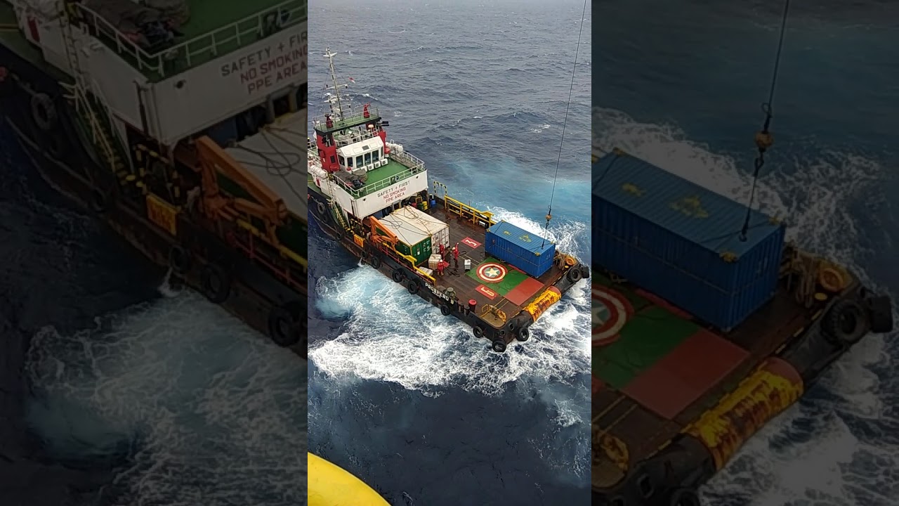Offshore Daily Life - Boat loading during heavy wave - YouTube