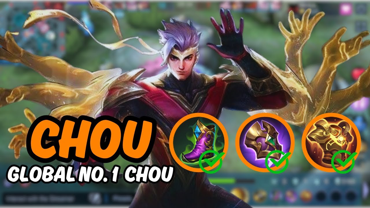 GLOBAL NO.1 CHOU GAMEPLAY ️|| Mobile Legends || Chou tutorial - YouTube