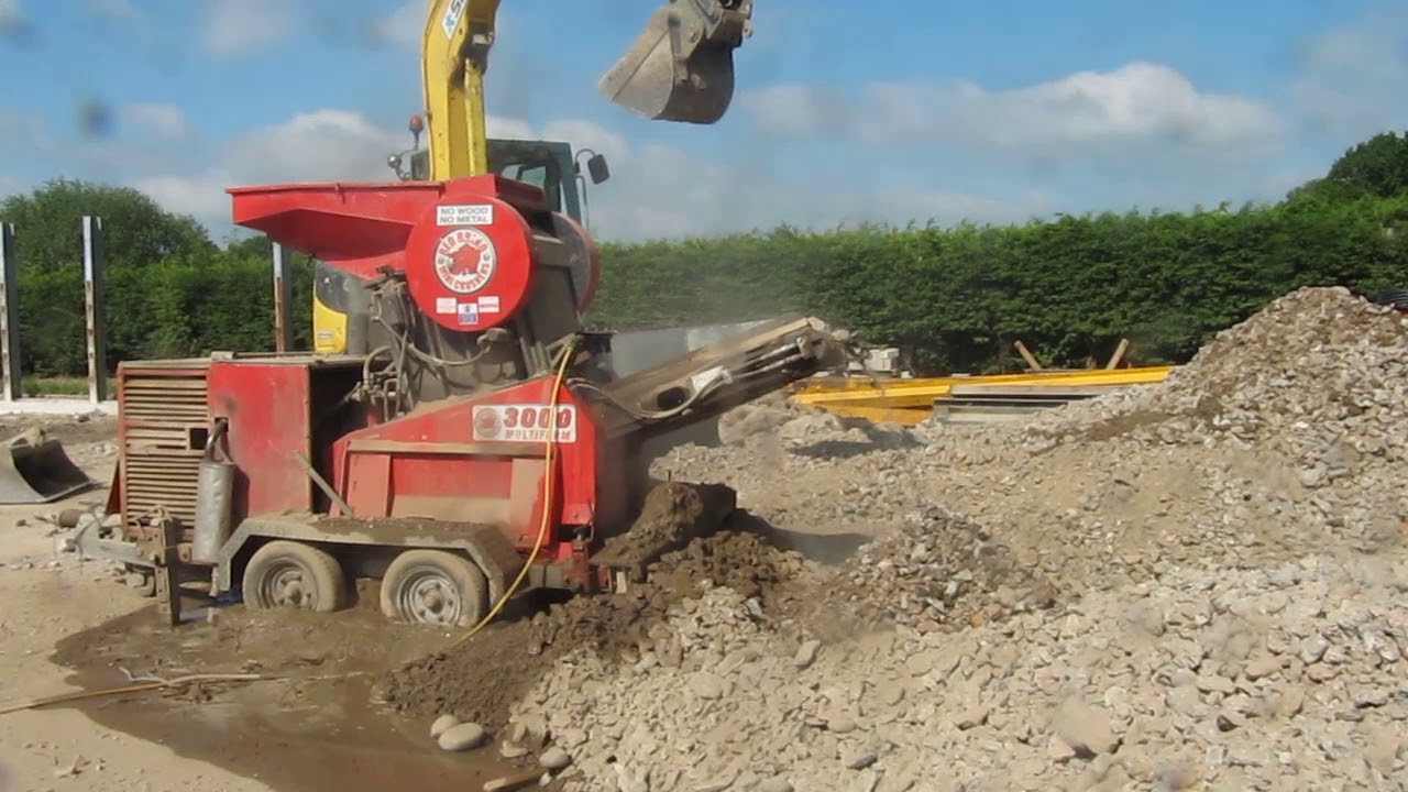 Red Rhino 3000/ 5000 trailer mounted crusher - YouTube