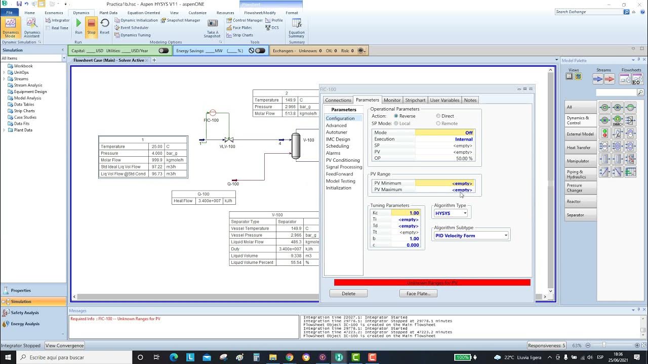 Aspen Hysys Dynamic Simulation - Simulación Dinámica Practica 1b - YouTube