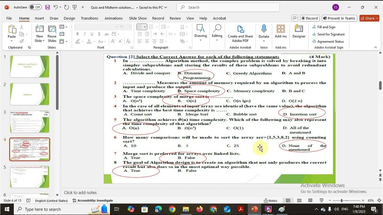 Algorithm analysis and design midterm and quiz 2 solution - YouTube