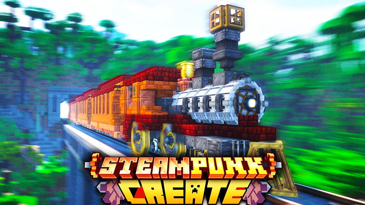 I Built a MOVING TRAIN with CREATE MOD in STEAMPUNK Minecraft - YouTube