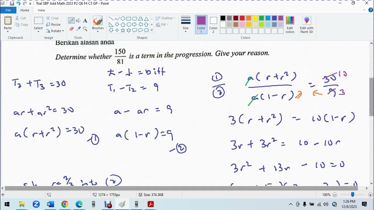 Trial SBP Add Math 2023 P2 Q6 F4 C5 GP - YouTube