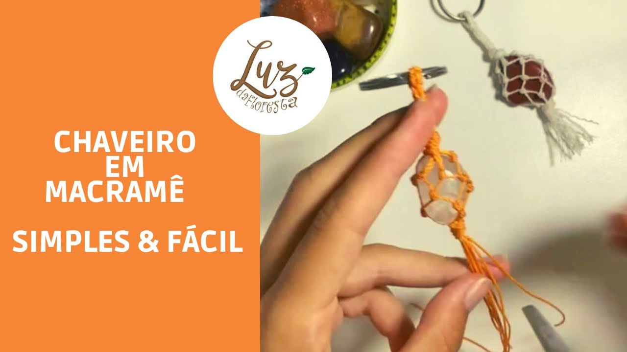 Tutorial de chaveiro em Macramê com pedra! (Live) - YouTube