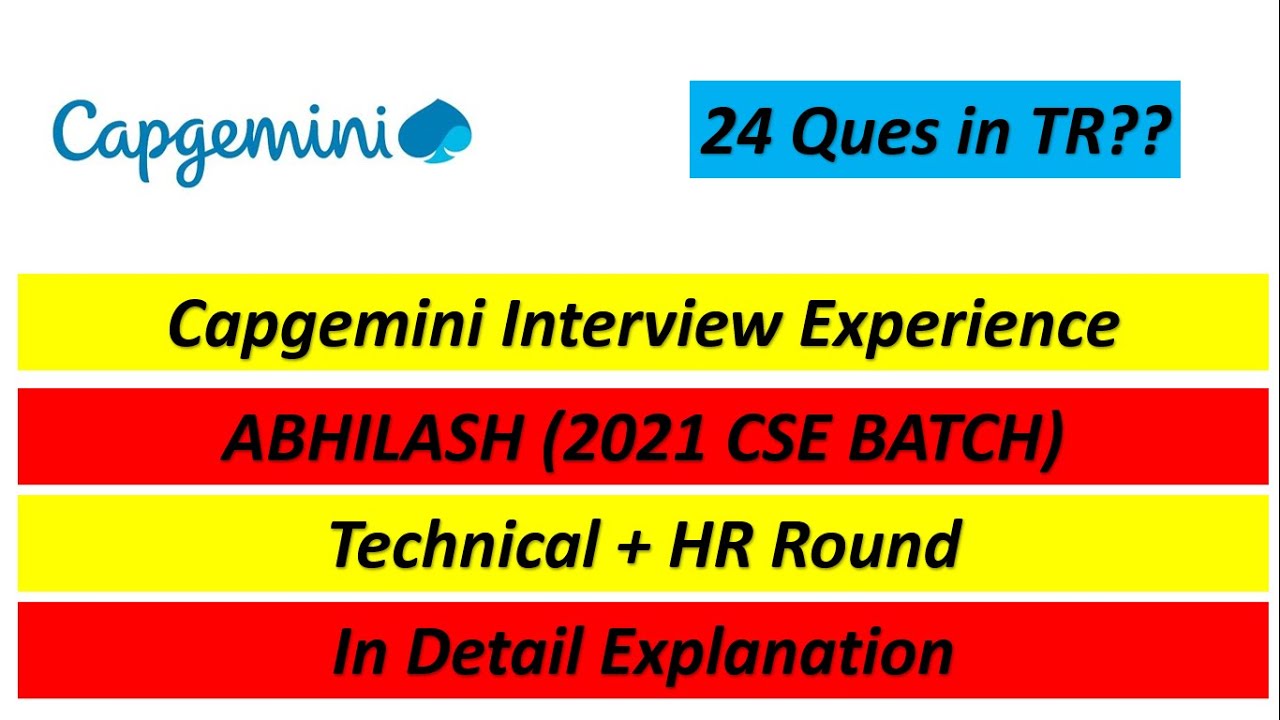 Capgemini Interview Experience | 2021 CSE Batch | Technical + HR Round ...