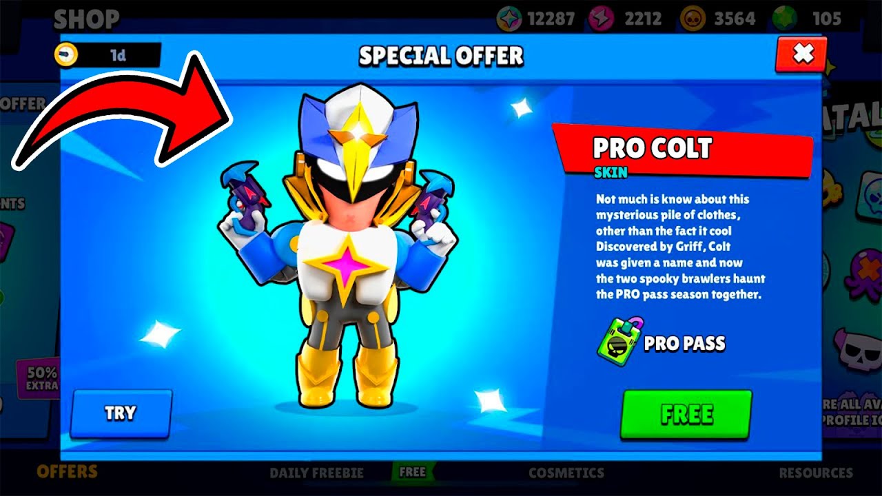 NEW FREE COLT PRO SKIN!?😱 NEW PRO PASS GIFTS - Brawl Stars - YouTube