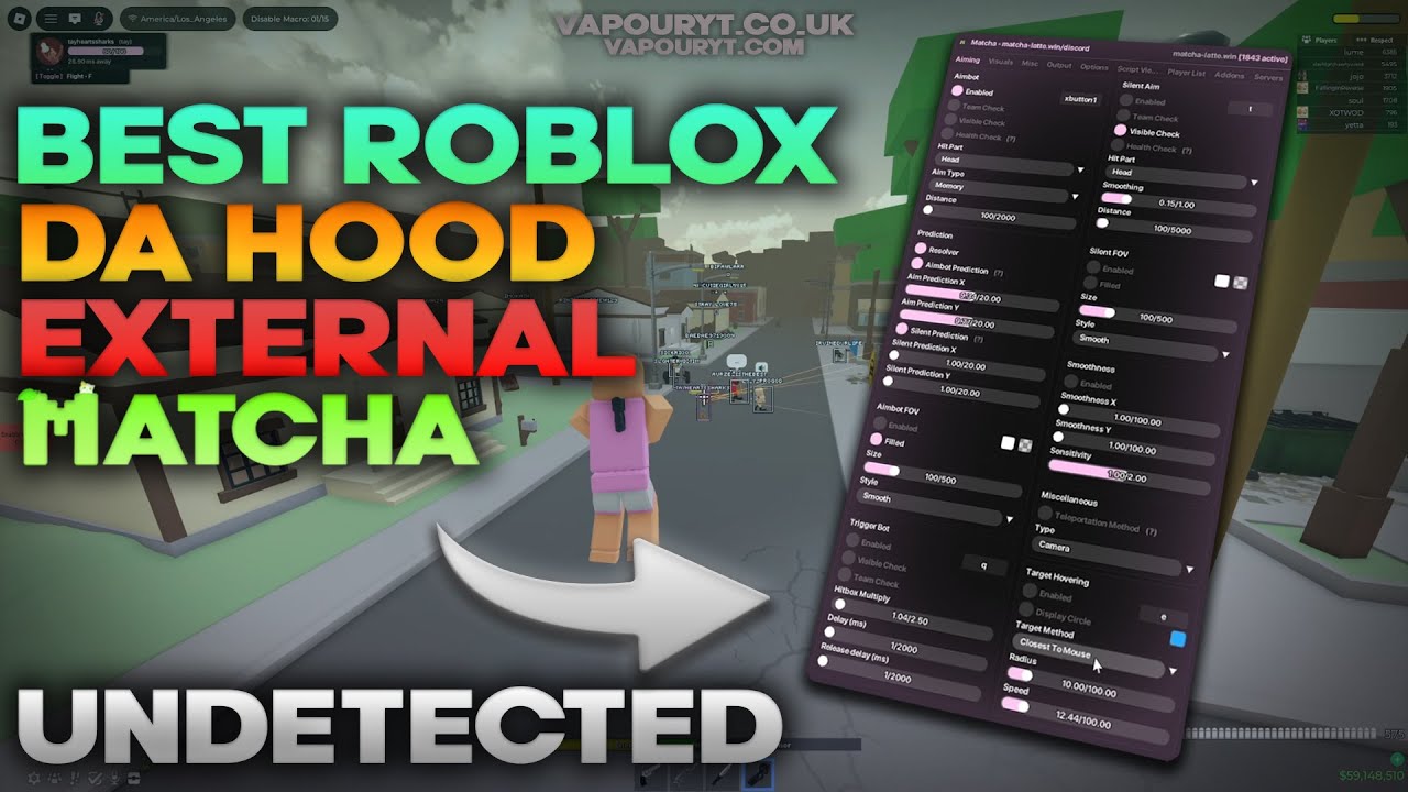 [NEW!] Matcha - Best Da Hood External Hack | Silent Aim, Aim Lock, ESP ...