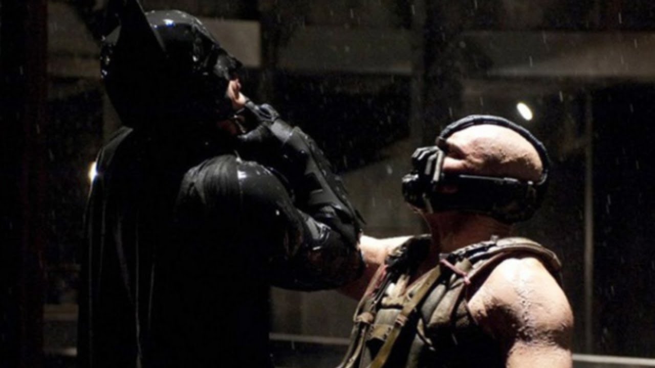 The Dark Knight Rises: Tom Hardy’s Bane vs. Christian Bale’s Batman ...