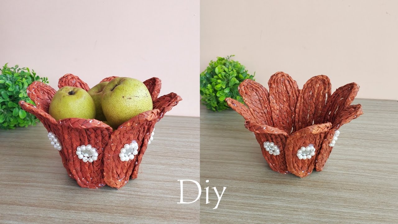 How to make Fruit Basket with Paper | DIY Fruit basket | Newspaper ...