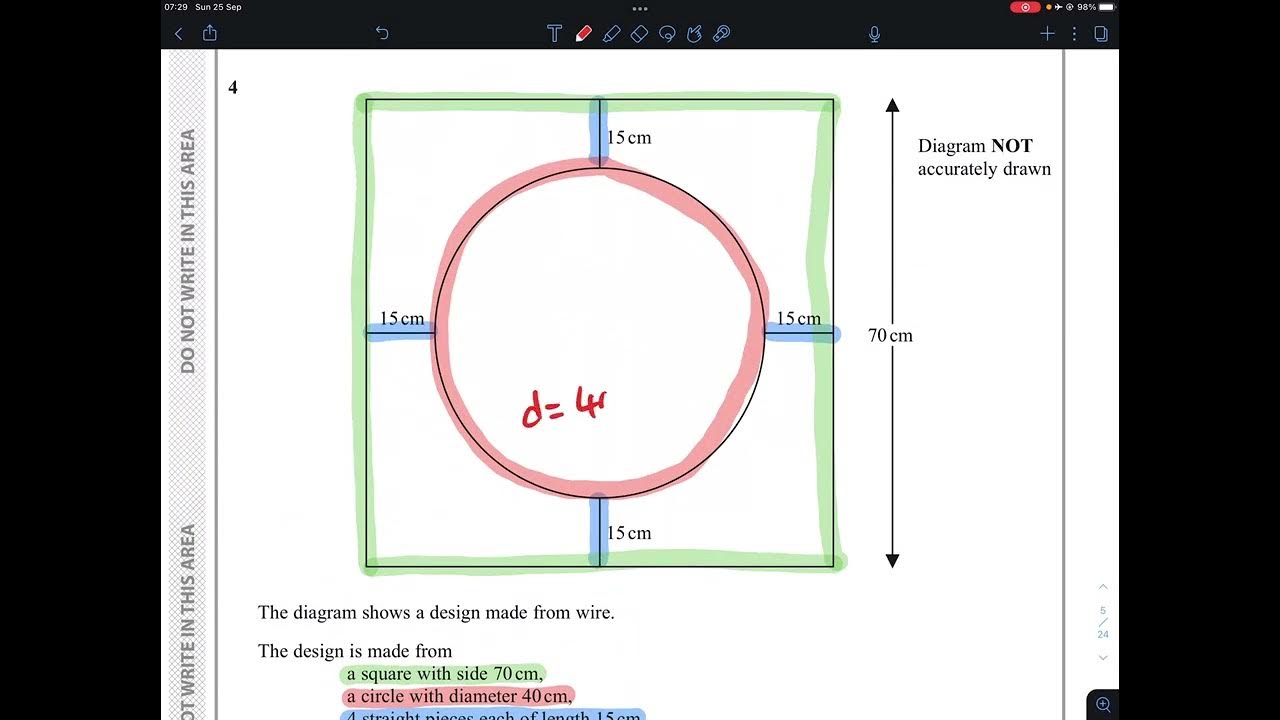 2017 01 3H IGCSE Edexcel Higher Old Spec Question 04 Circumference Length Total - YouTube