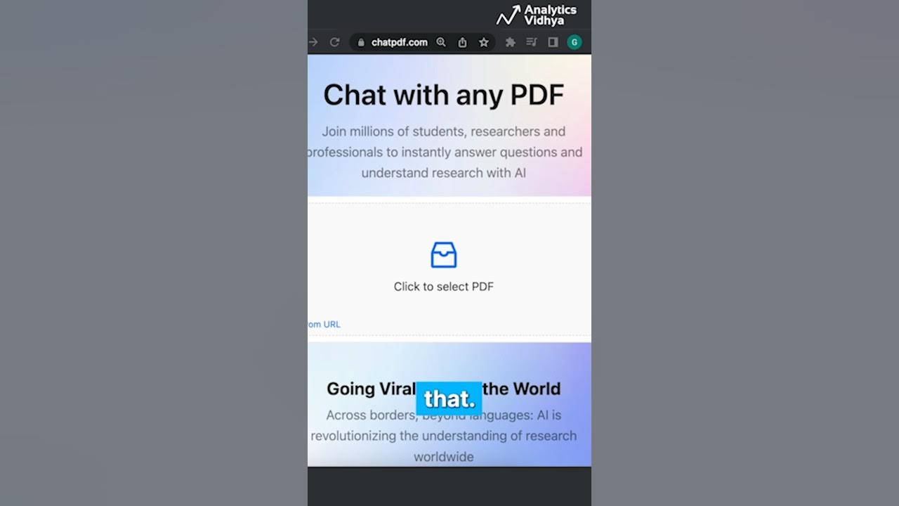 How to Chat with PDF | Interact with PDF Documents via this AI tool - YouTube