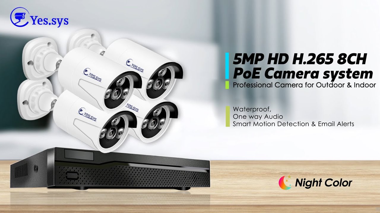 Eyes.sys 8CH 5MP POE H.265 Color Night 3 lights One-way audio 3.6mm ...