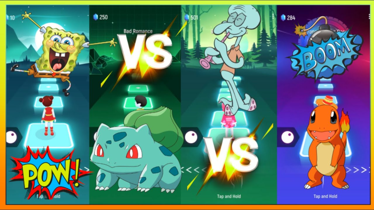 The Epic Tiles Hop Battle - SpongeBob 🆚 Bulbasaur 🆚 Squidward 🆚 ...