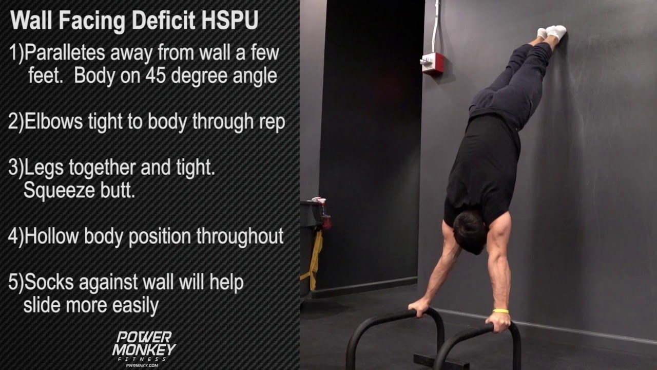 Wall Facing Deficit HSPU - YouTube